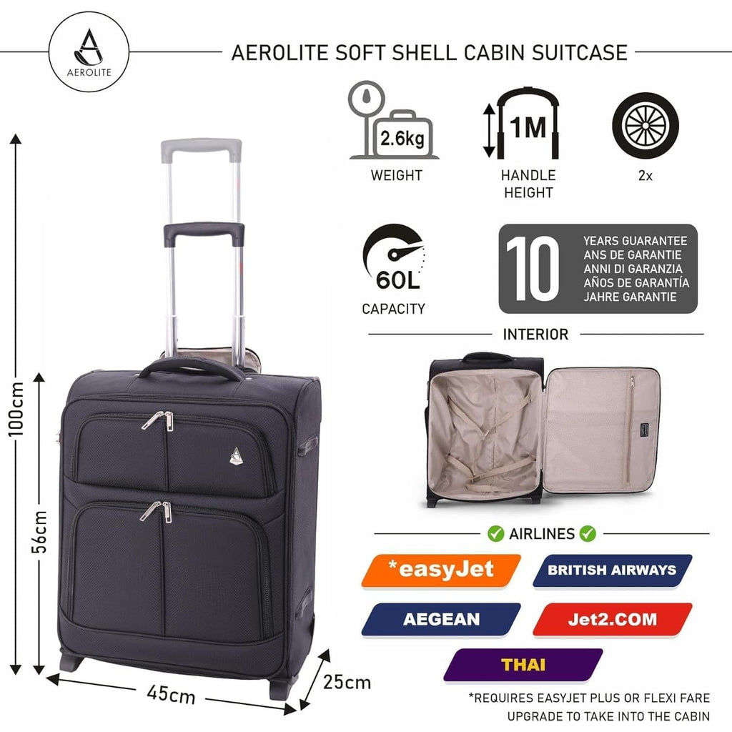 Aerolite British Airways Maximum Size Bundle, 56x45x25cm Large Cabin S ...