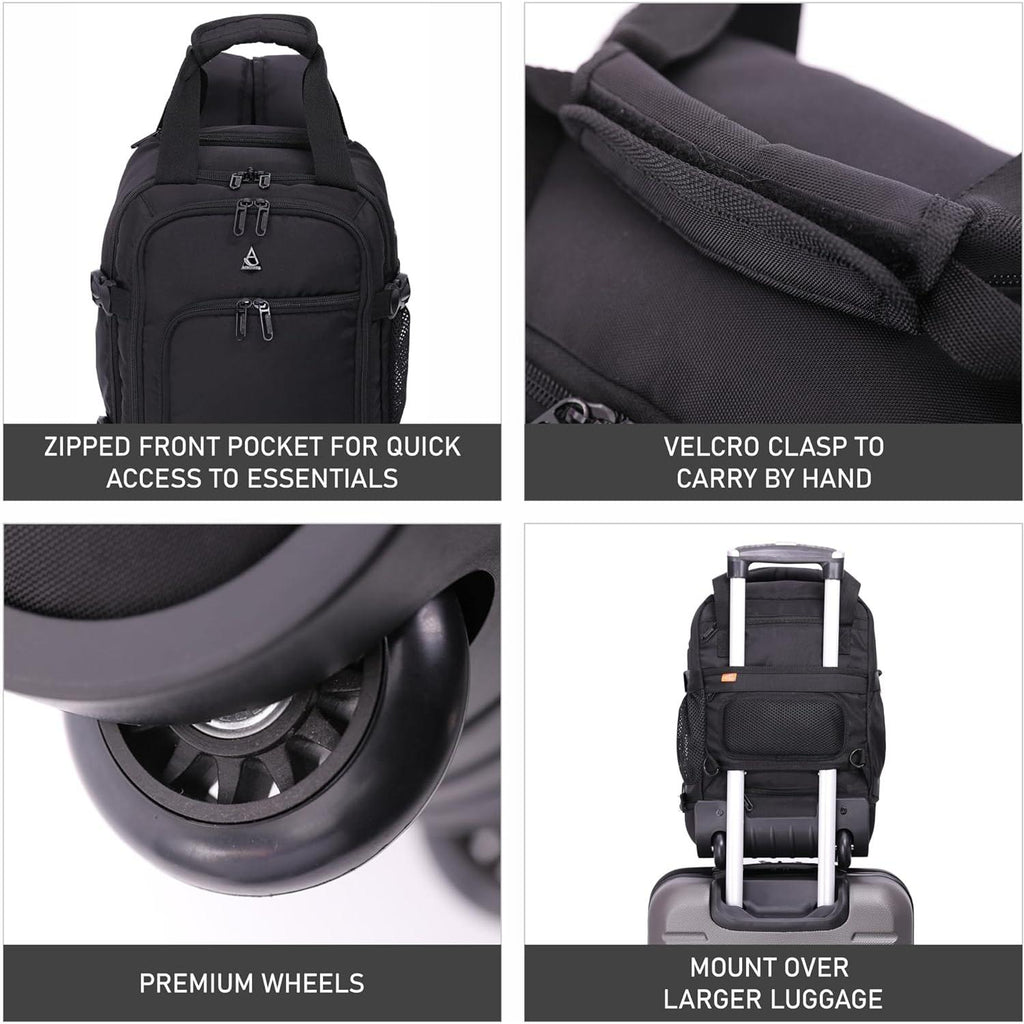Aerolite 40x20x25 Ryanair Maximum Size Backpack Trolley Bag with 2 Whe ...