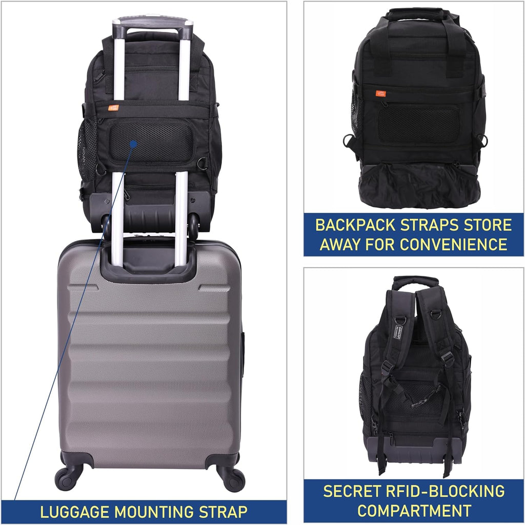 Aerolite 40x20x25 Ryanair Maximum Size Backpack Trolley Bag with 2 Whe ...