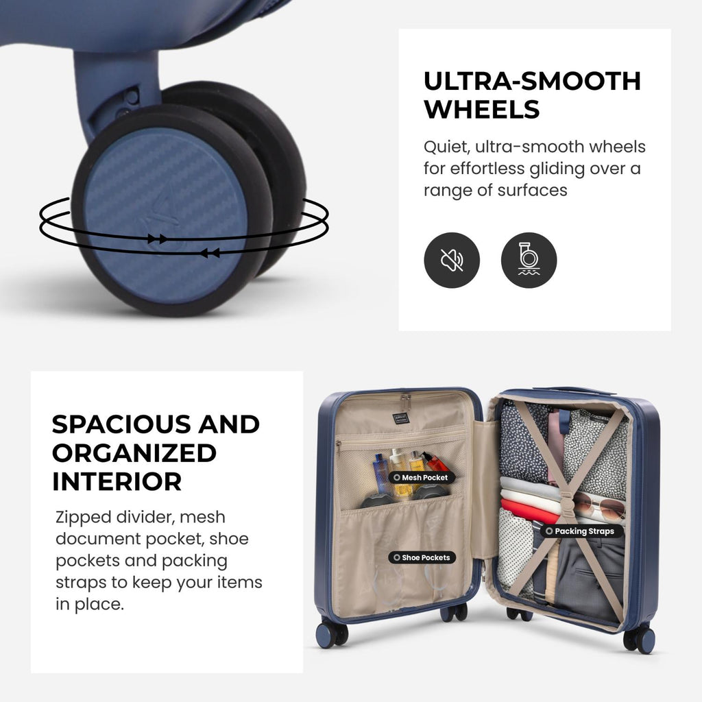 Aerolite 3-Piece Luggage Set – Lightweight Hard Shell Suitcases with 4 ...