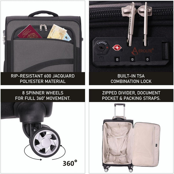 Lightweight Medium Suitcase - Aerolite 26” Soft Shell – Travel Luggage ...