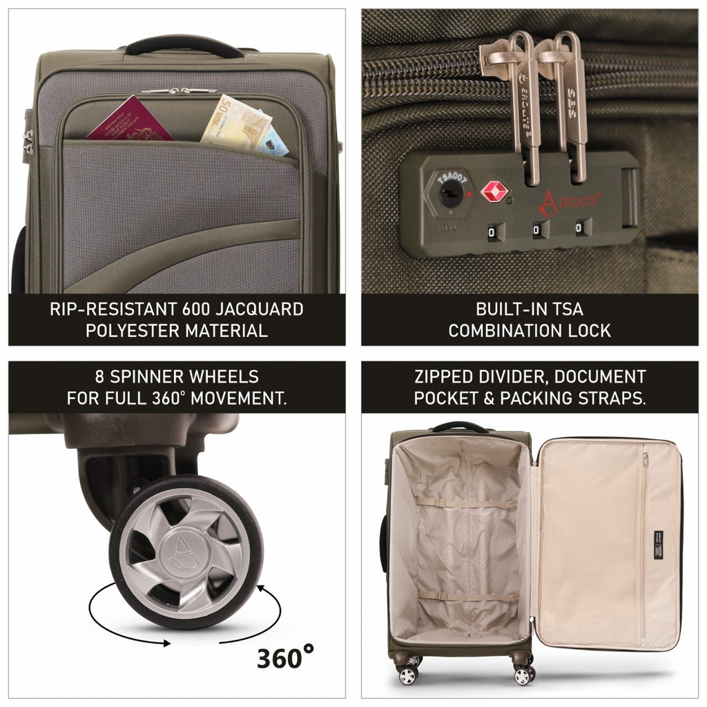 Lightweight Medium Suitcase - Aerolite 26” Soft Shell – Travel Luggage ...