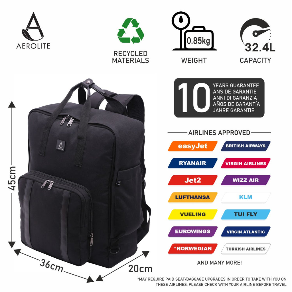 Aerolite 45x36x20 Easyjet Maximum Size Backpack With Removable Small C ...