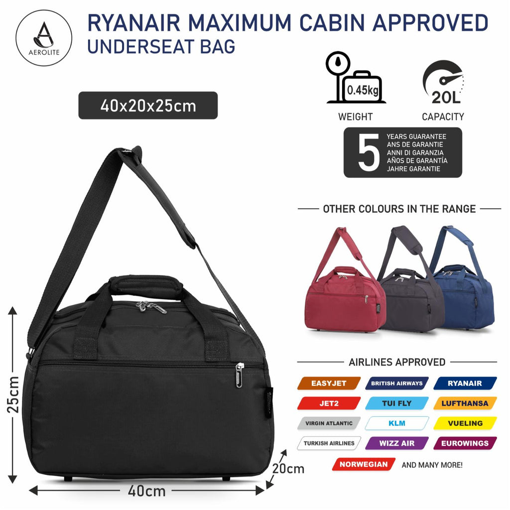 Aerolite Ryanair Maximum Bundle 55x40x20cm Overhead Lightweight 8 Whee ...