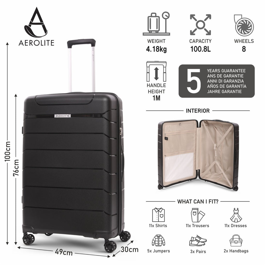 Aerolite Premium PP 3-Piece Luggage Set, Lightweight Polypropylene Har ...