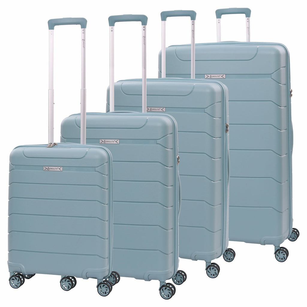 Aerolite Premium PP 4 Piece Hard Shell 4 Dual Wheel Spinner Travel Lug ...