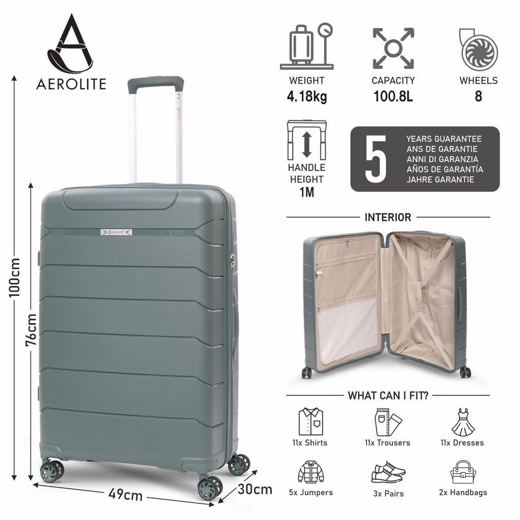 Aerolite Large 28" (100L) Lightweight Polypropylene Hard Shell Check-I ...