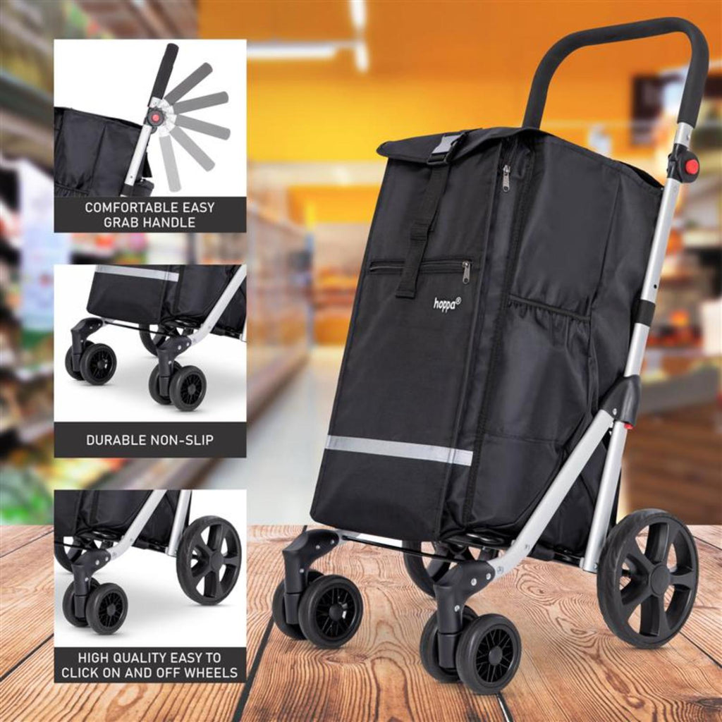 Hoppa 74L 6- Wheels Lightweight Foldable Shopping Trolley, Hard-Wearin ...