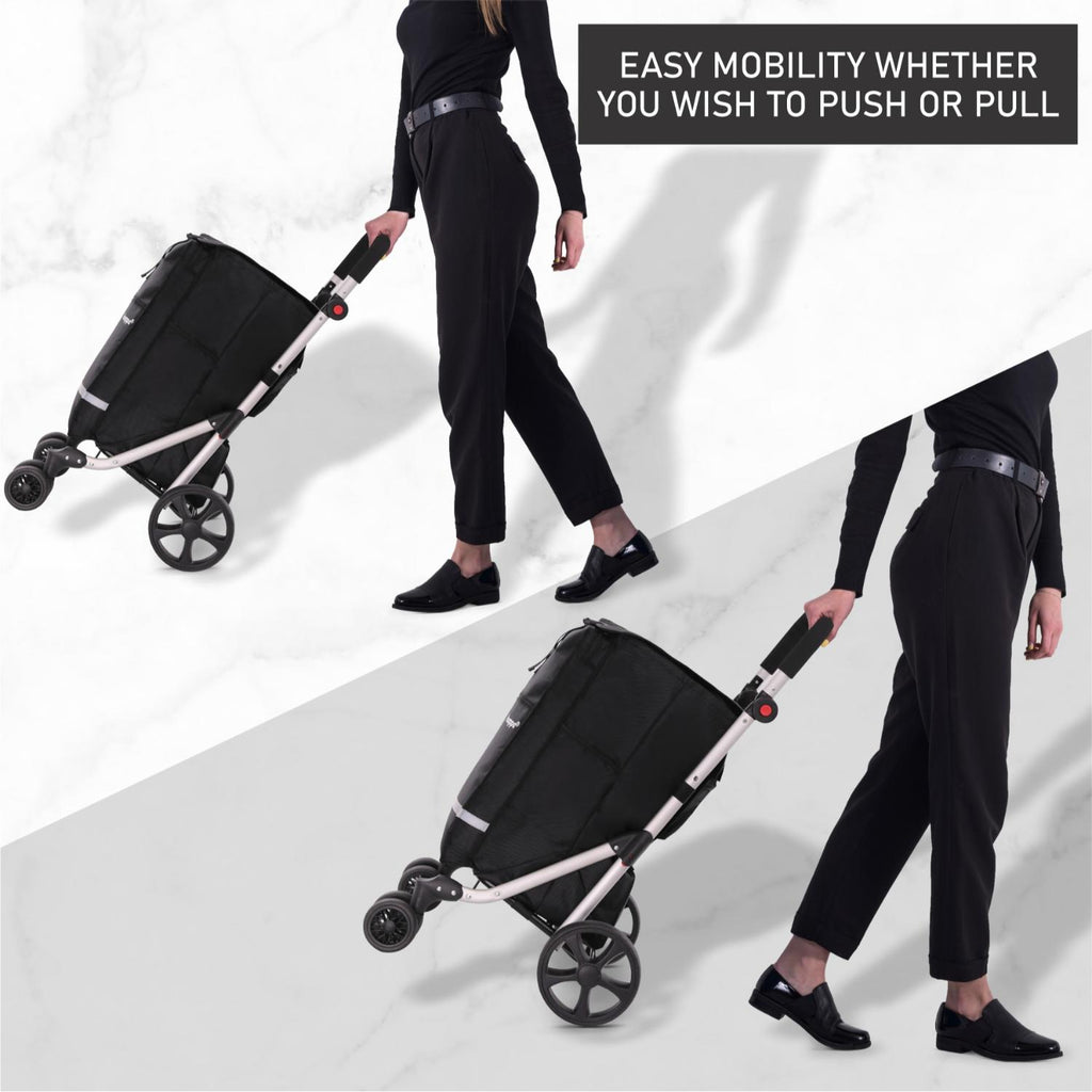 Hoppa 74L 6- Wheels Lightweight Foldable Shopping Trolley, Hard-Wearin ...