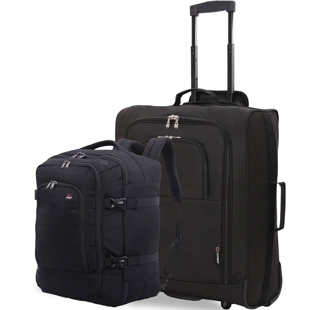 5 Cities 56x45x25 Trolley Bag and 45x36x20 Easyjet Maximum Size Backpa ...