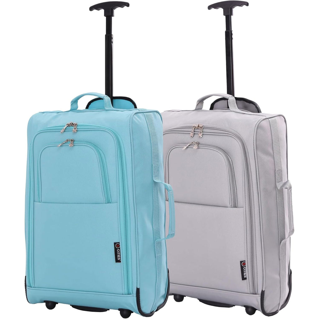 5 Cities Set of 2 21" (55x35x20cm) Lightweight Cabin Hand Luggage Trol ...