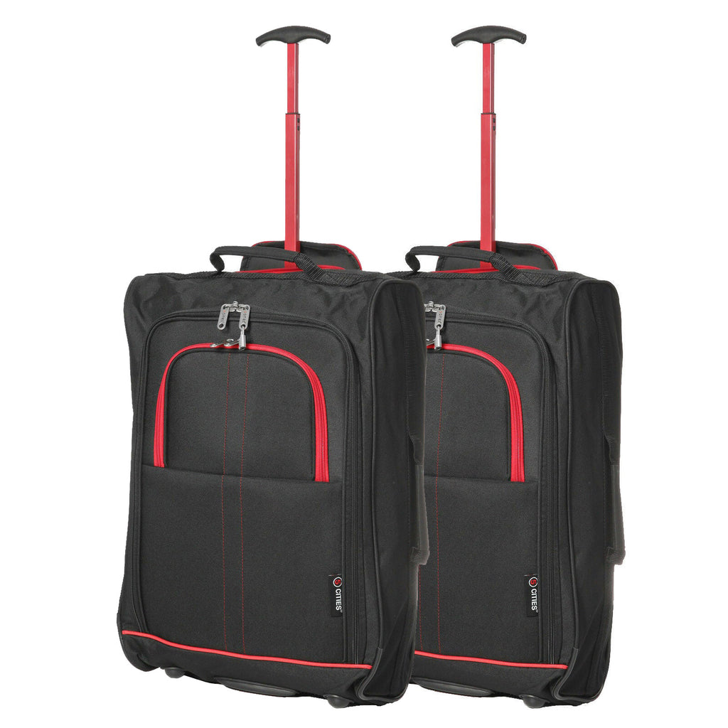 5 Cities Set of 2 21" (55x35x20cm) Lightweight Cabin Hand Luggage Trol ...