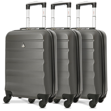 Aerolite (55x35x20cm) Lightweight Hard Shell Cabin Hand Luggage (x3 Se ...