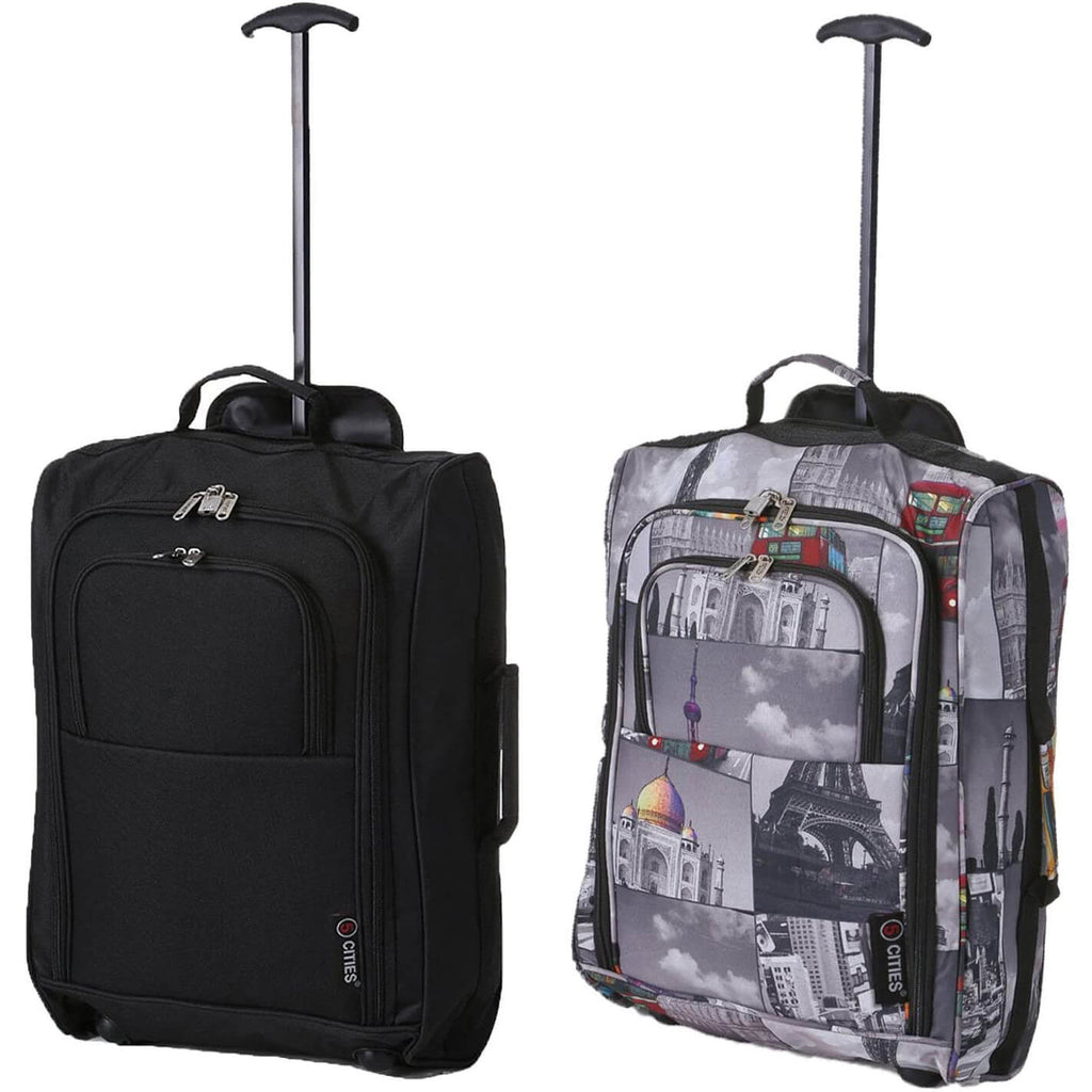 5 Cities (55x35x20cm) Lightweight Cabin Hand Luggage (x2), Fits easyJe ...