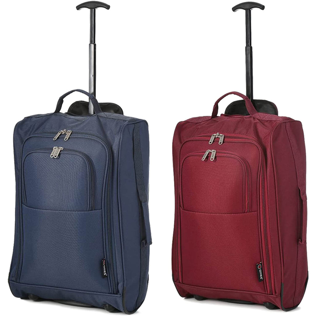 5 Cities (55x35x20cm) Lightweight Cabin Hand Luggage (x2), Fits easyJe ...