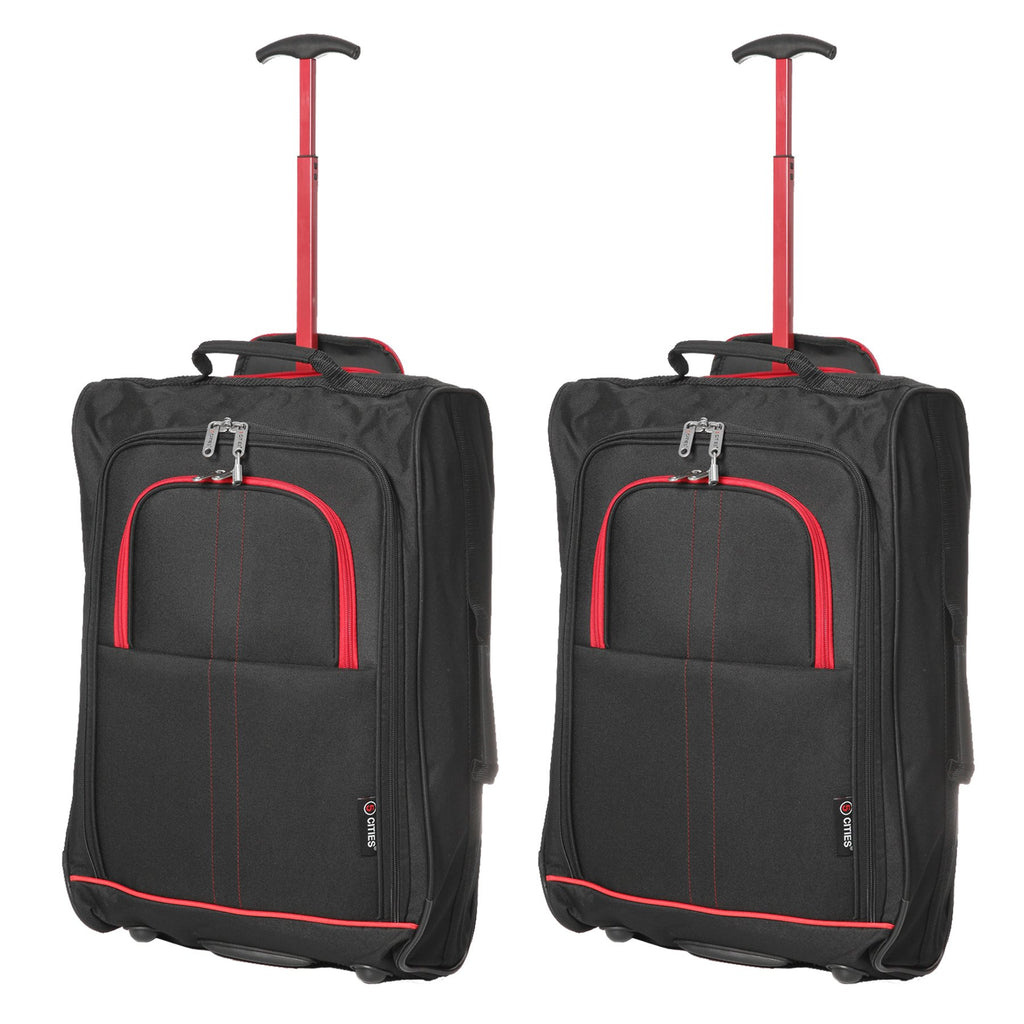 5 Cities (55x35x20cm) Lightweight Cabin Hand Luggage (x2), Fits easyJe ...